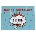 Superhero Comic Speech Bubble Boy Happy Birthday Large Gift Bag | Zazzle