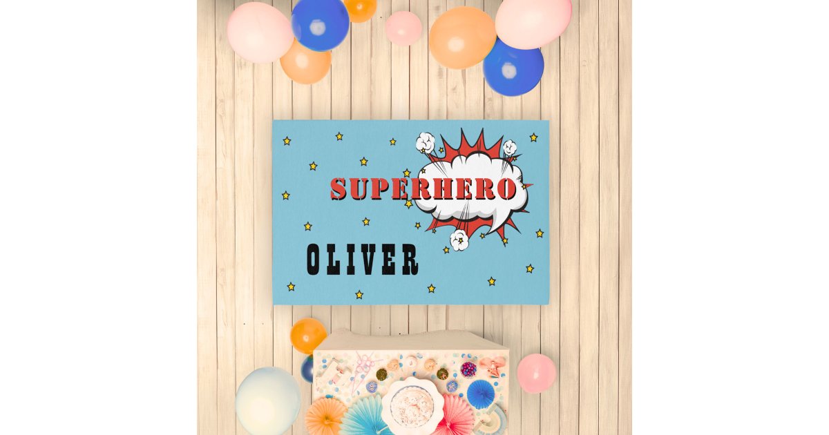 Superhero Comic Speech Cloud Boy Rug | Zazzle