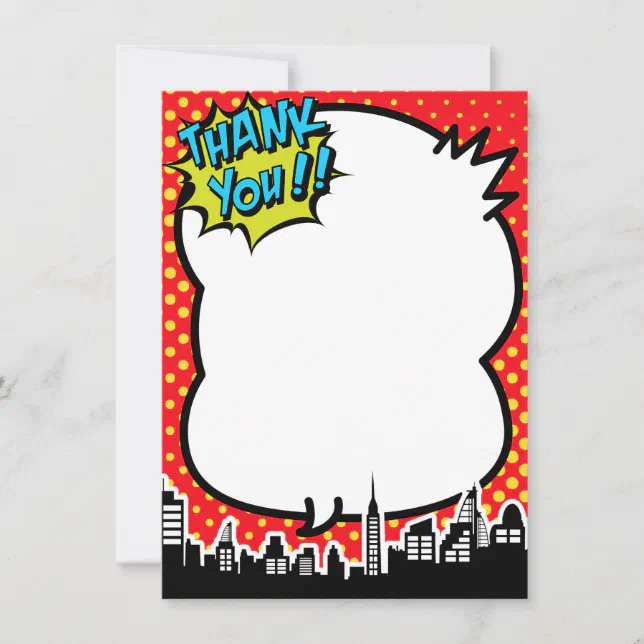 Superhero Comic Strip Thank You Notes | Zazzle