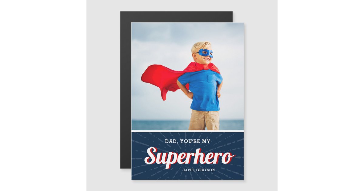 Superhero Dad Father's Day Photo Card Magnet | Zazzle