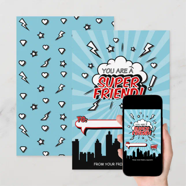 Superhero Friend Comic Classroom Valentine Card | Zazzle
