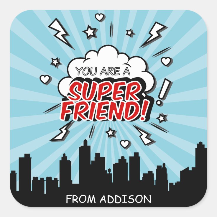 Superhero Friend Comic Valentine Stickers | Zazzle