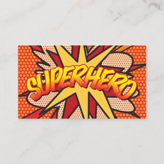 SUPERHERO Fun Retro Comic Book Business Card | Zazzle.com