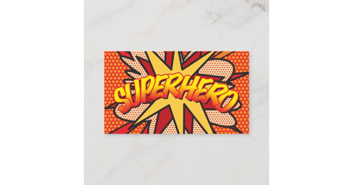SUPERHERO Fun Retro Comic Book Business Card | Zazzle