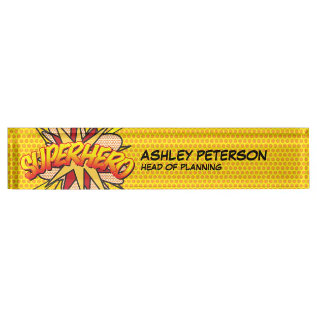 SUPERHERO Fun Retro Comic Book Desk Name Plate | Zazzle