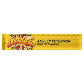 SUPERHERO Fun Retro Comic Book Desk Name Plate | Zazzle
