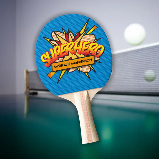 SUPERHERO Fun Retro Comic Book Pop Art Ping Pong Paddle | Zazzle