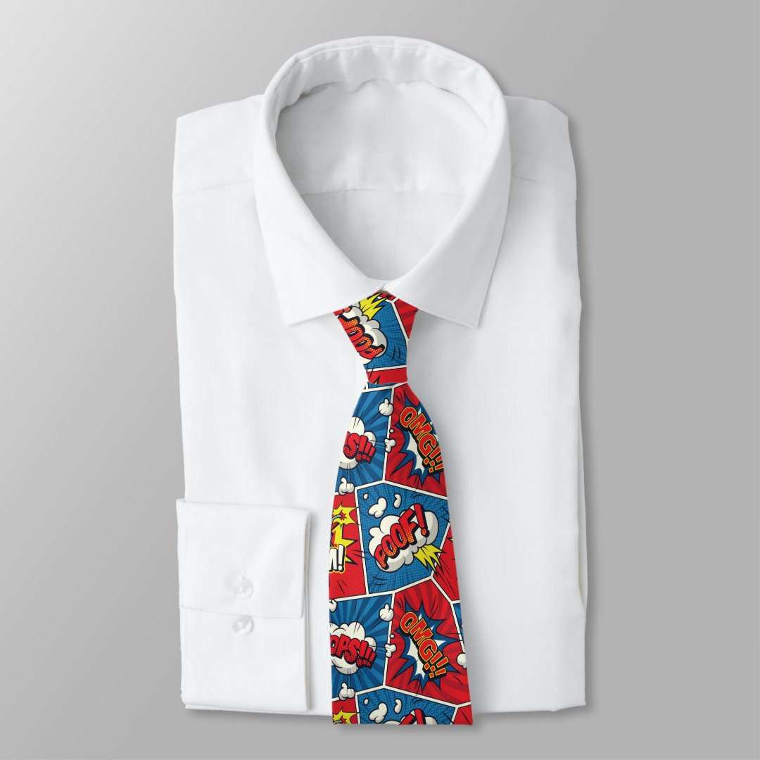 Superhero, Gamer, Comic Book Theme Tie | Zazzle