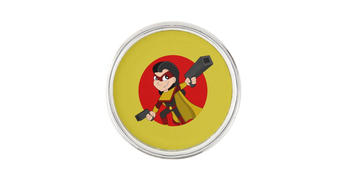 Superhero girl cartoon lapel pin | Zazzle