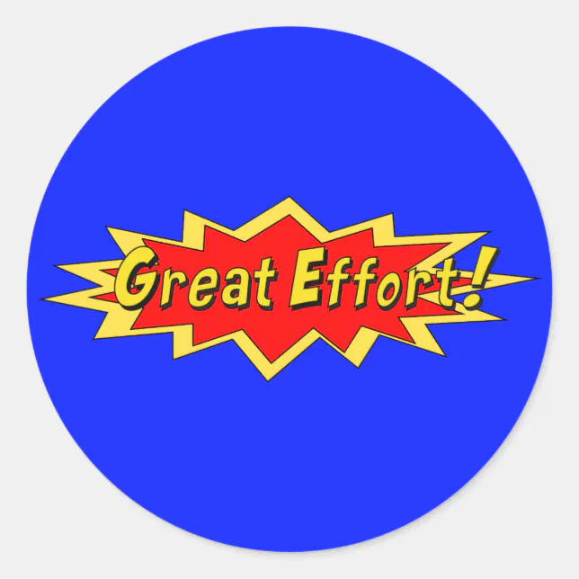 Superhero Great Effort Teacher Reward Classic Round Sticker | Zazzle