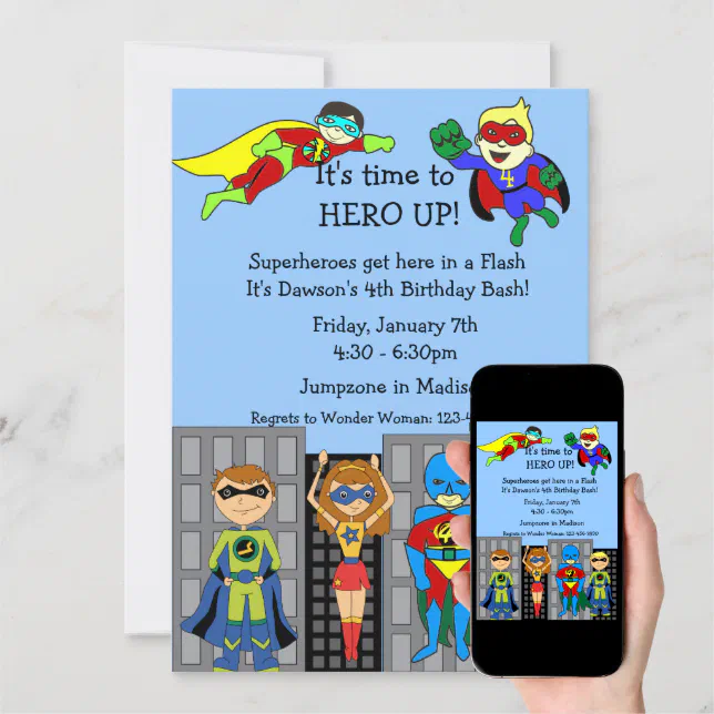 Superhero Hero Up Invitation | Zazzle