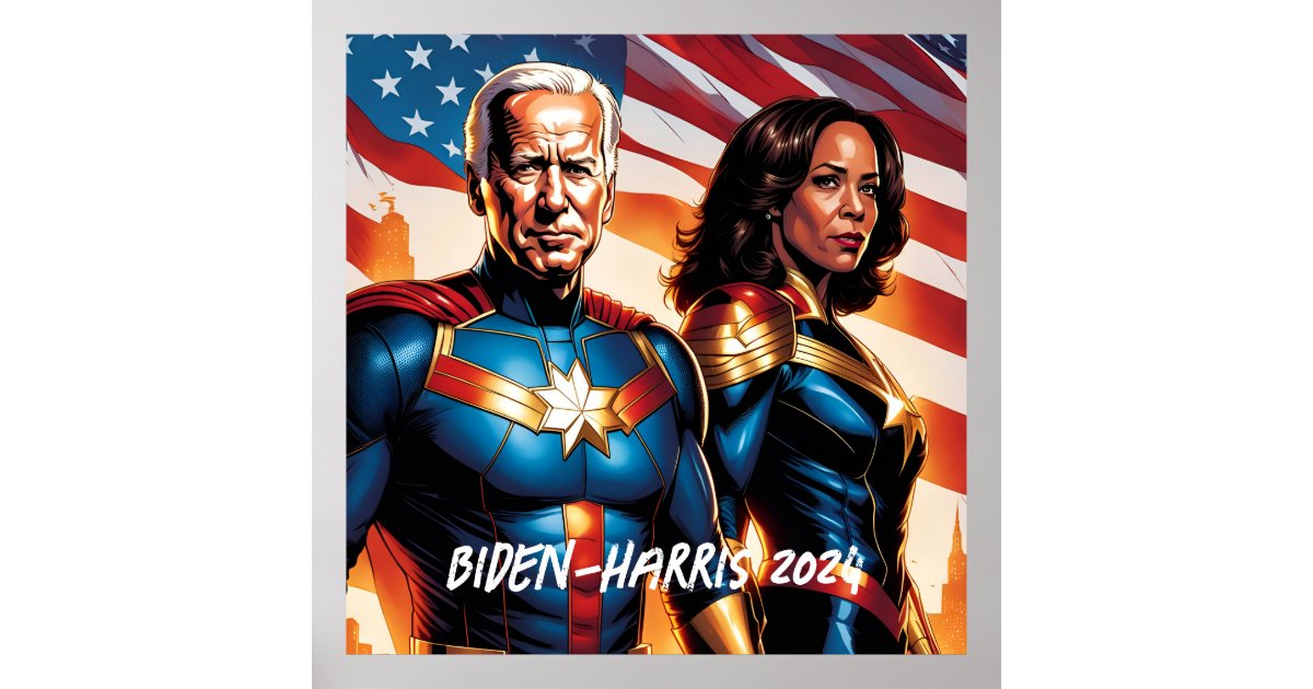 Superhero Joe Biden and Kamala Harris Poster | Zazzle
