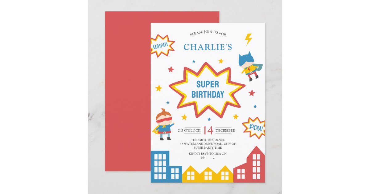 Superhero Kids Birthday Party Invitation | Zazzle