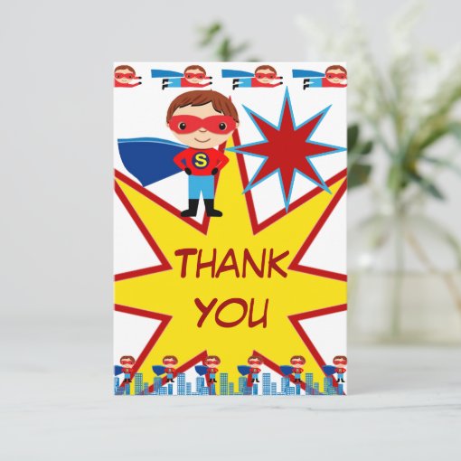 Superhero Kids Boys Birthday Party Thank You Cards | Zazzle
