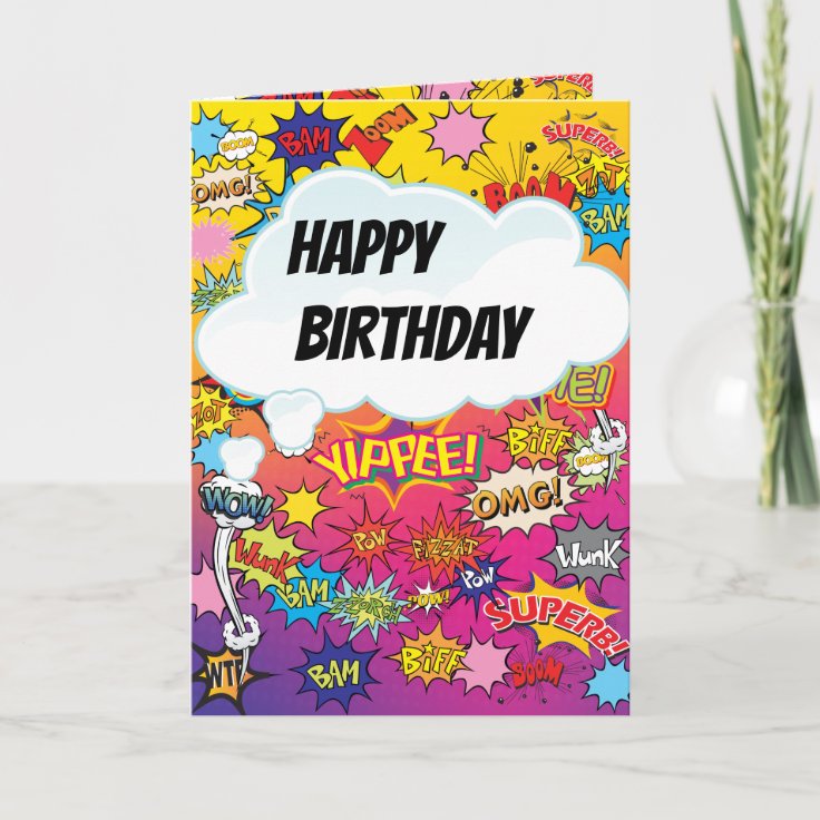 Superhero Monogram Birthday Surprise Kids Card | Zazzle
