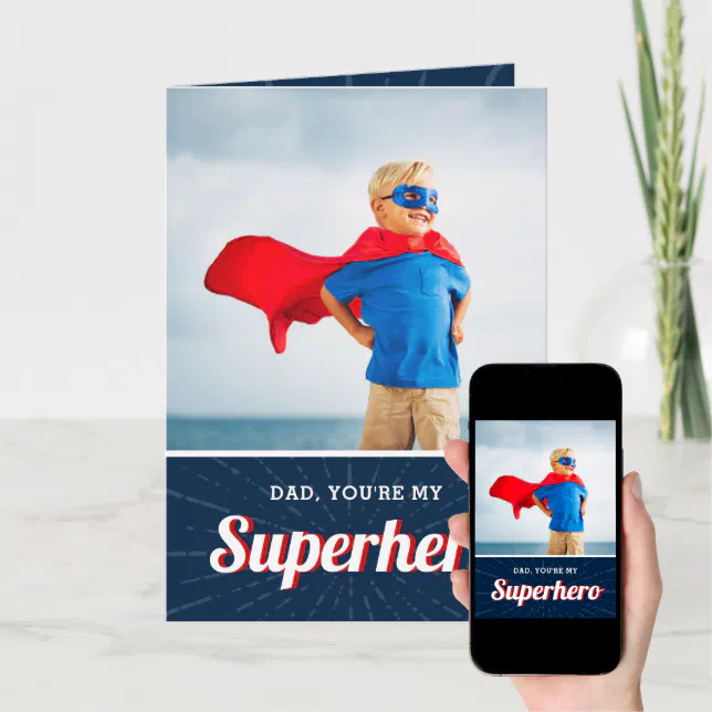 Superhero Personalized Father's Day Photo Card | Zazzle