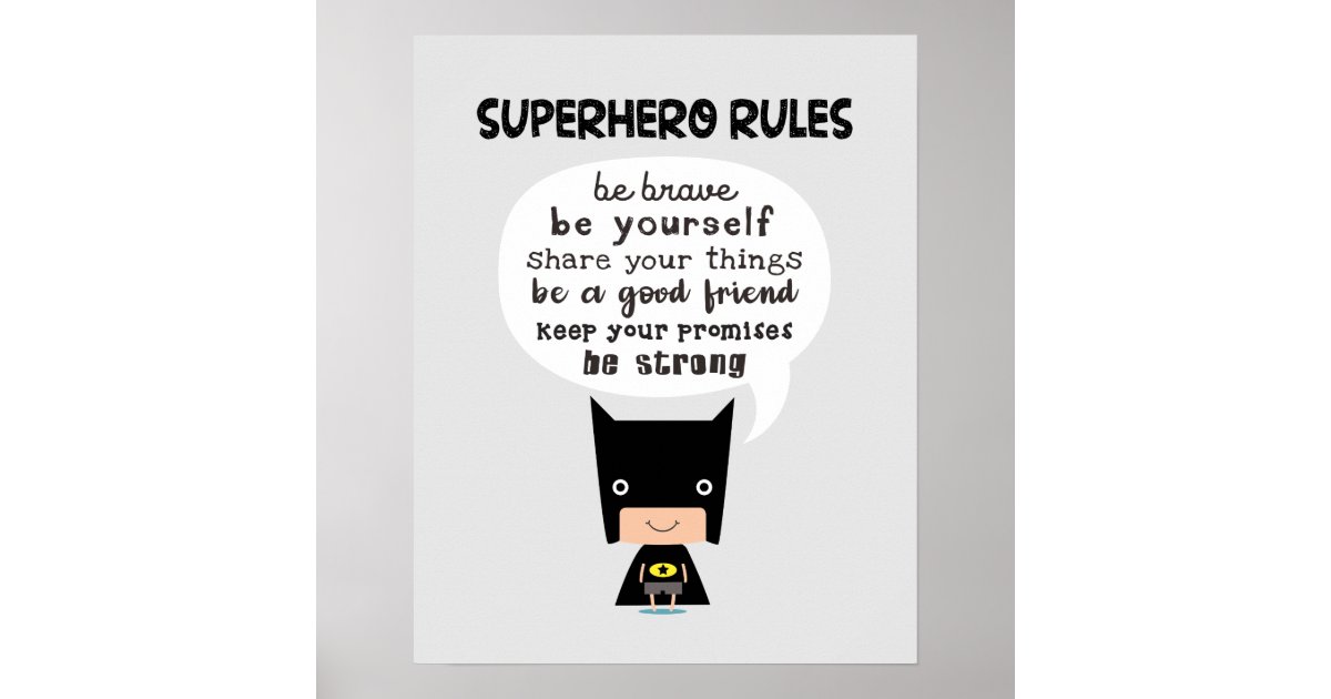 Superhero Rules Poster | Zazzle