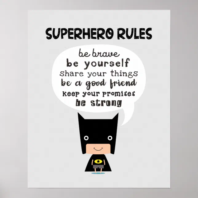 Superhero Rules Poster | Zazzle