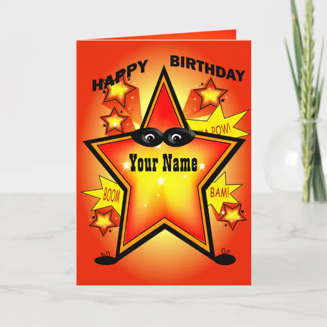 Superhero Star Happy Birthday Card | Zazzle