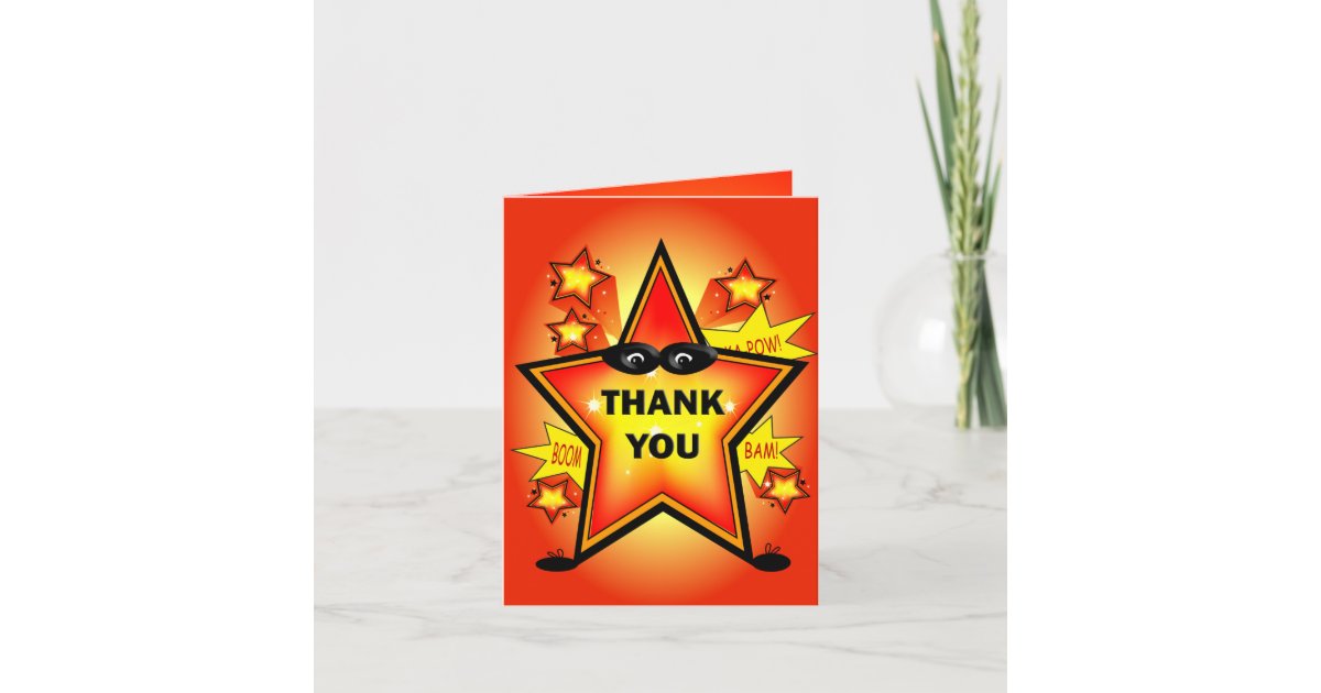 Superhero Star Thank You Note Card | Zazzle