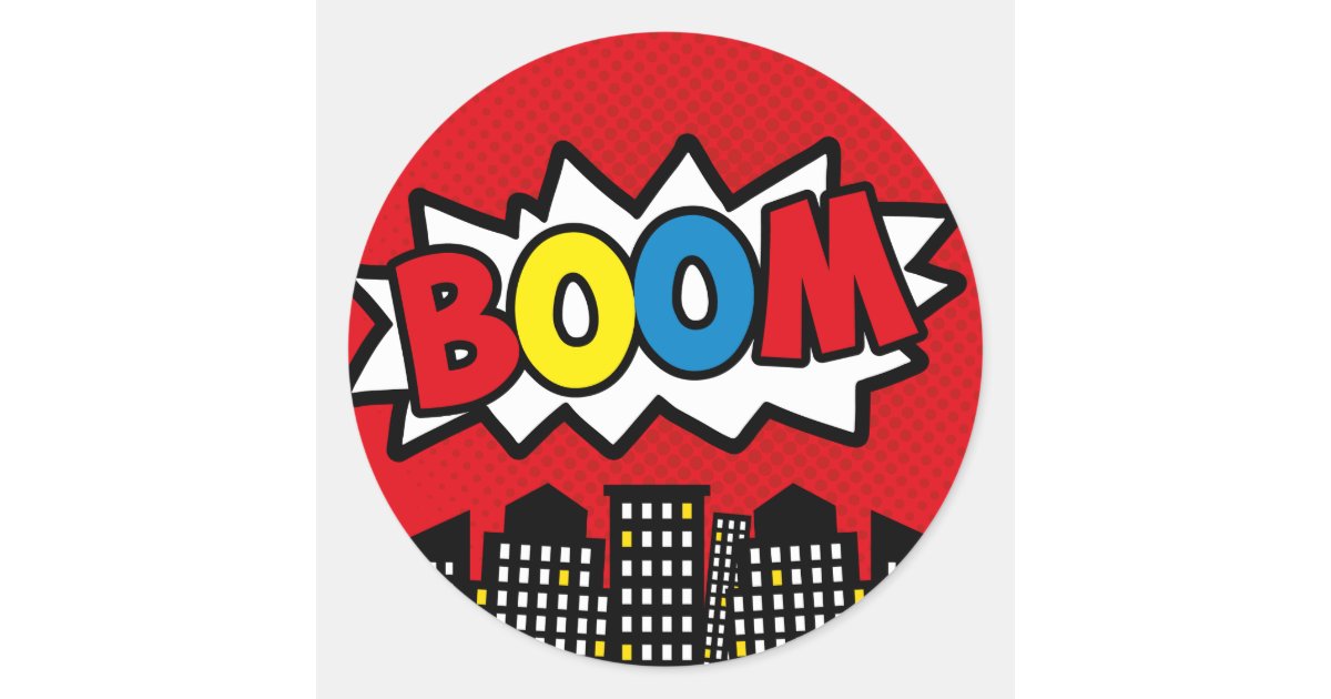 Superhero Stickers, Birthday Party Decor, BLUE Classic Round Sticker ...
