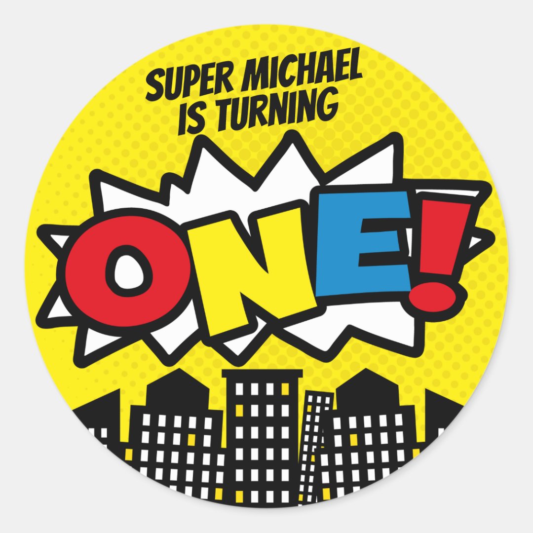 Superhero Stickers, Birthday Party Decor Classic Round Sticker | Zazzle