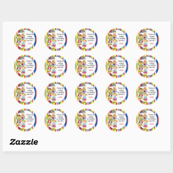 Superhero Super Hero Round Favor Stickers Seals | Zazzle