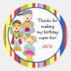 Super Hero round sticker - birthday party boy | Zazzle.com