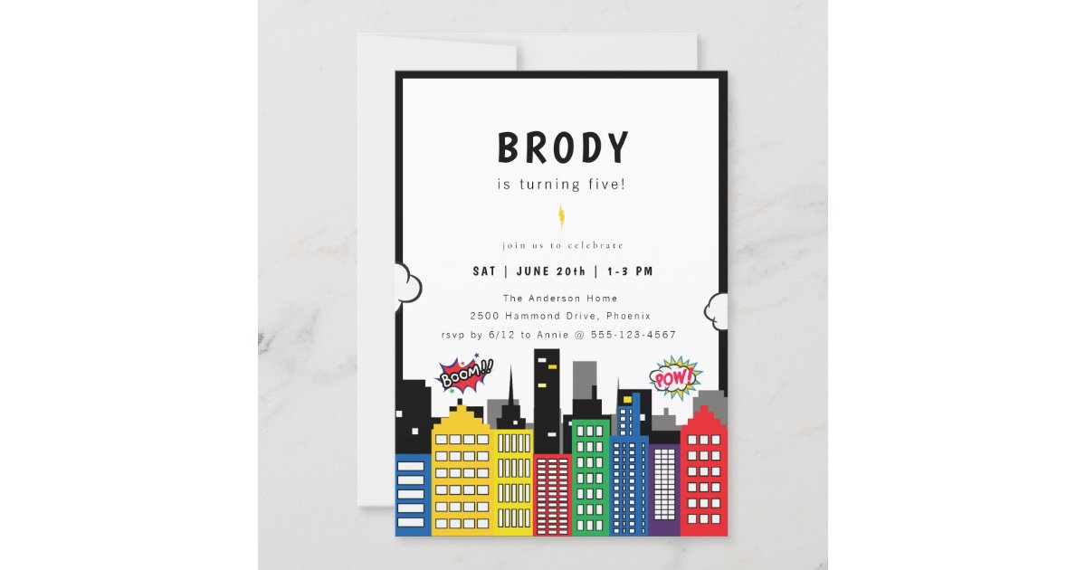 Superhero Theme Birthday Invitation | Zazzle