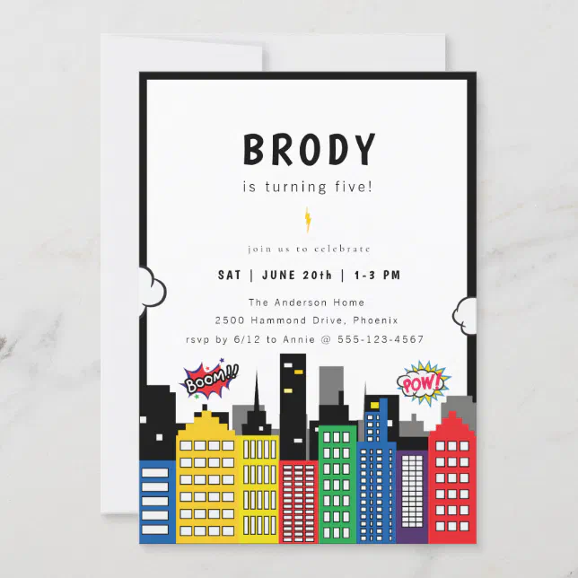 Superhero Theme Birthday Invitation | Zazzle