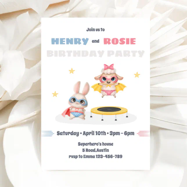 Superhero Twins Birthday Party Invitation | Zazzle
