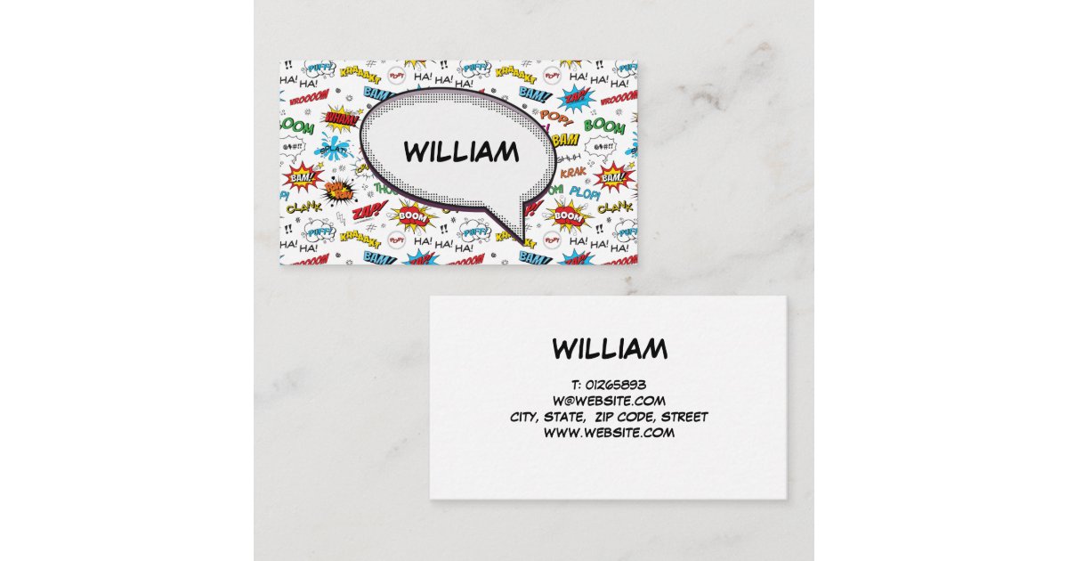 Superheroes Comics Pattern Business Card | Zazzle