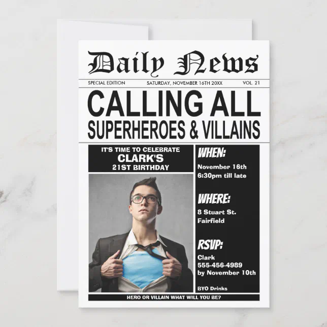 Superheroes or Villains Birthday Party Superhero Invitation | Zazzle