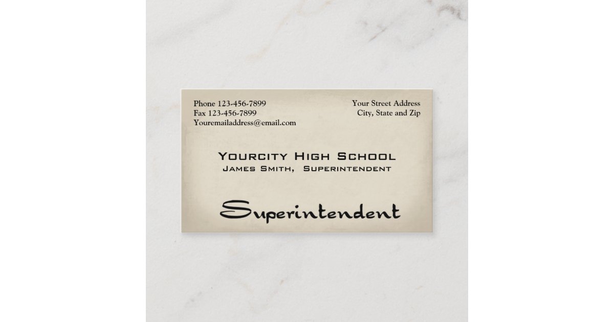 Superintendent Business Card | Zazzle