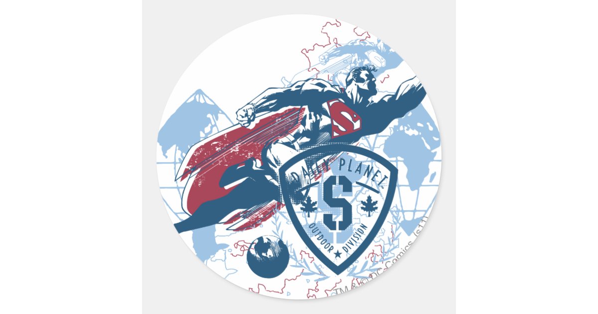 Superman and Map Classic Round Sticker | Zazzle