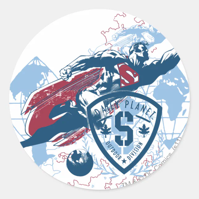 Superman and Map Classic Round Sticker | Zazzle