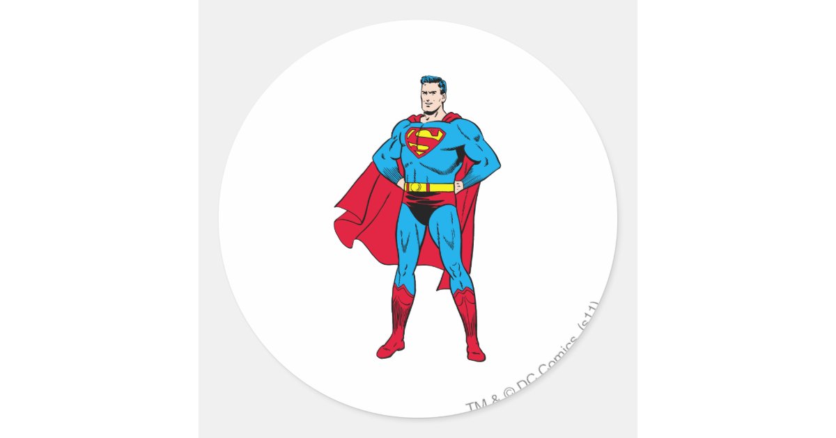 Superman Arms Folded Classic Round Sticker | Zazzle
