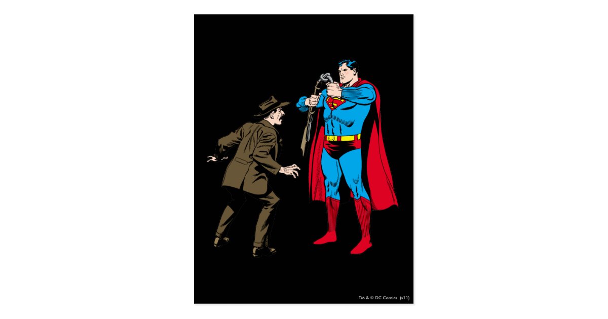 Superman bends a gun postcard | Zazzle.com