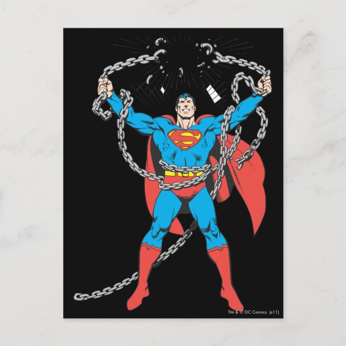 Superman Breaks Chains Postcard | Zazzle.com