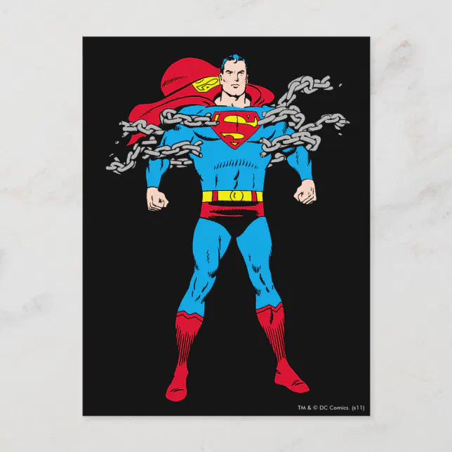 Superman Breaks Chains Postcard | Zazzle