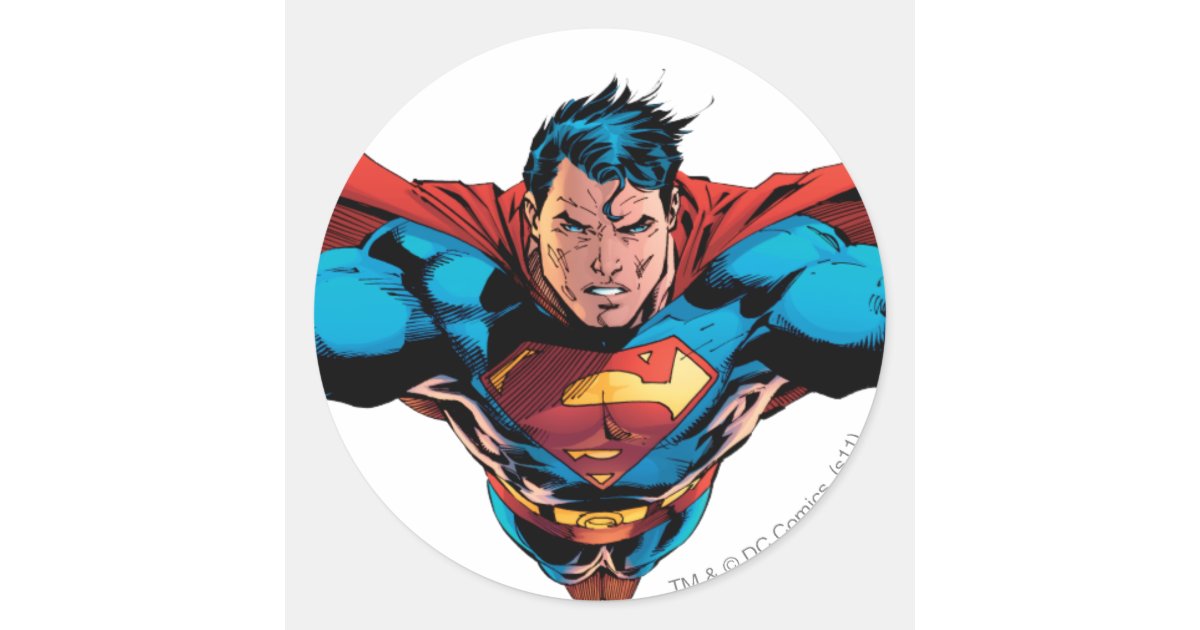 Superman cape flies classic round sticker | Zazzle