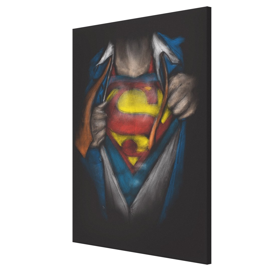 Superman | Chest Reveal Sketch Colorized Canvas Print | Zazzle