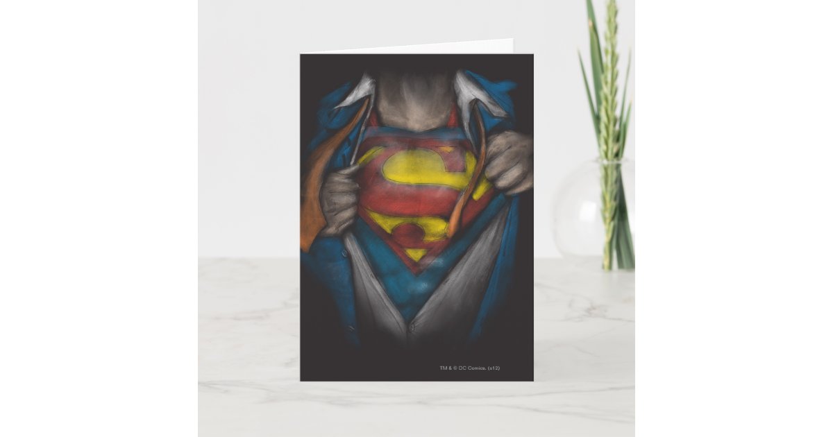 Superman | Chest Reveal Sketch Colorized Card | Zazzle