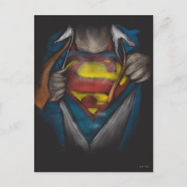 Superman | Chest Reveal Sketch Colorized Postcard | Zazzle