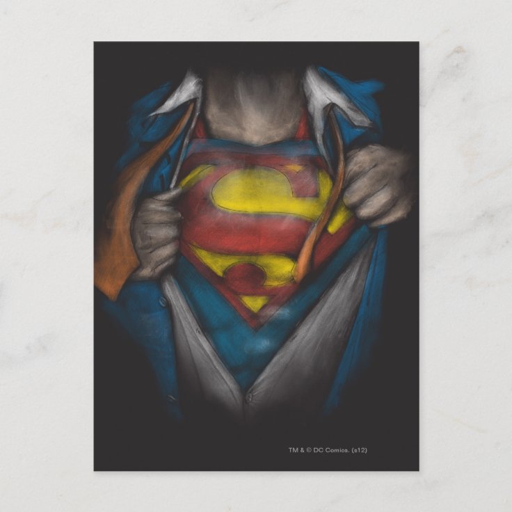 Superman | Chest Reveal Sketch Colorized Postcard | Zazzle