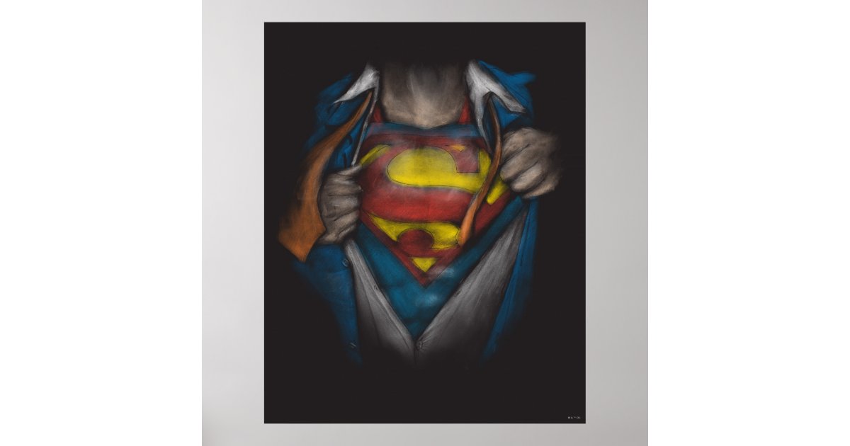 Superman | Chest Reveal Sketch Colorized Poster | Zazzle