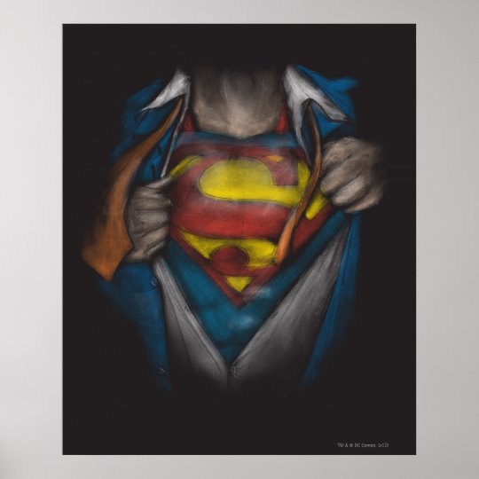 Superman | Chest Reveal Sketch Colorized Poster | Zazzle.com