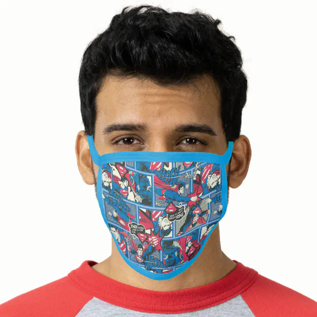 Superman Comic Pattern Face Mask | Zazzle