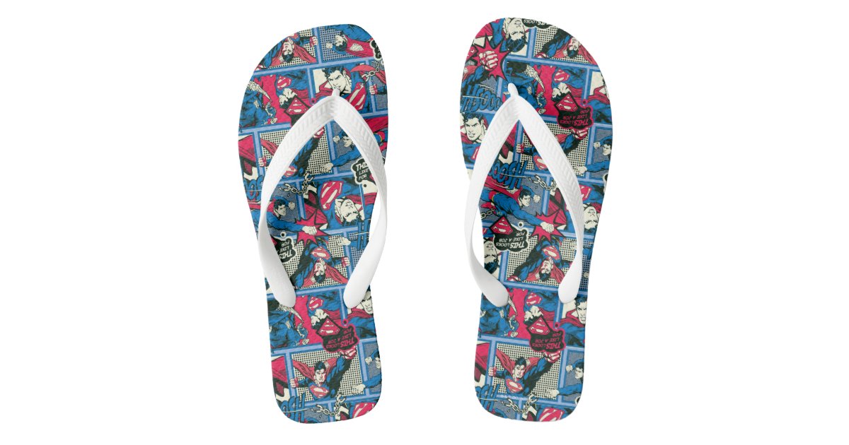 Superman Comic Pattern Flip Flops | Zazzle