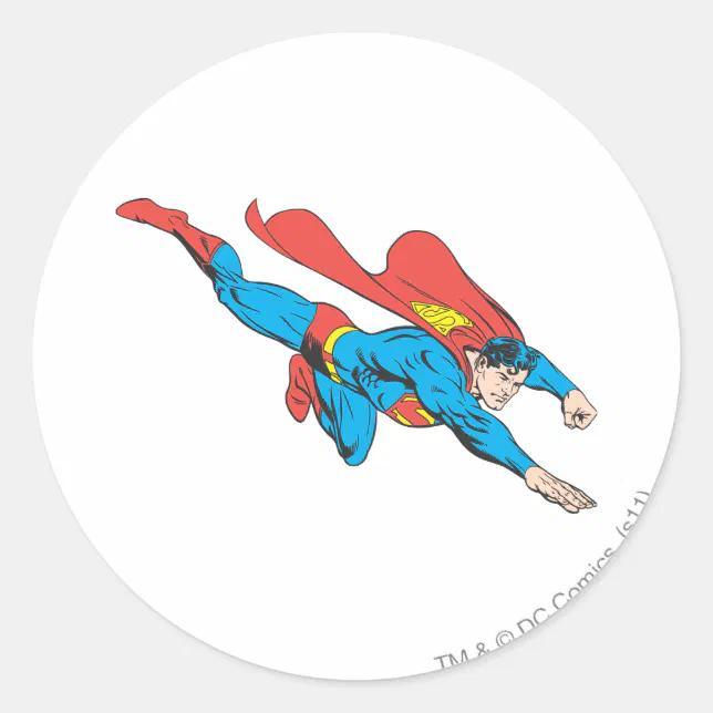 Superman Dives Right Classic Round Sticker | Zazzle